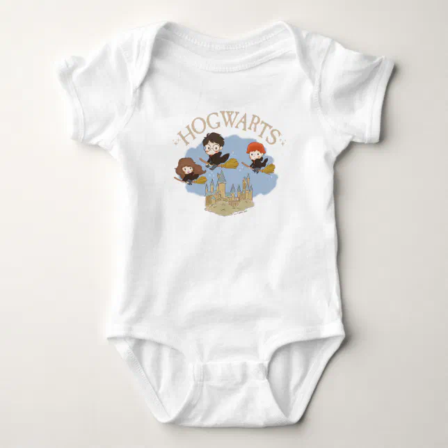 HARRY POTTER™, Hermione, & Ron Fly Over HOGWARTS™ Baby Bodysuit | Zazzle