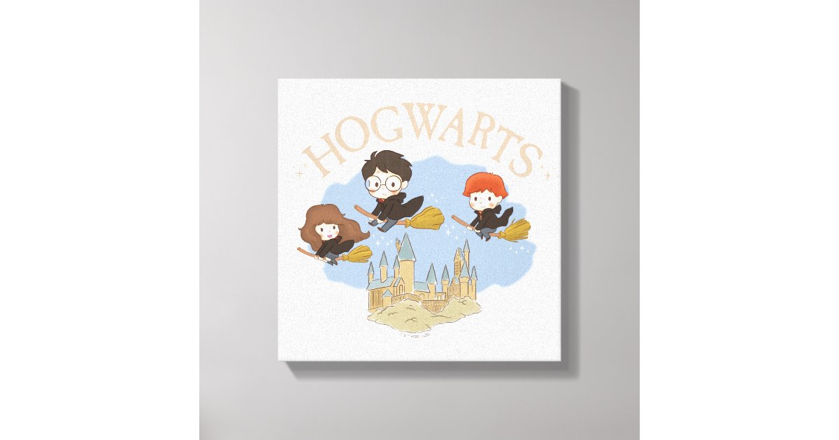 HARRY POTTER™, Hermione, & Ron Fly Over HOGWARTS™ Canvas Print | Zazzle