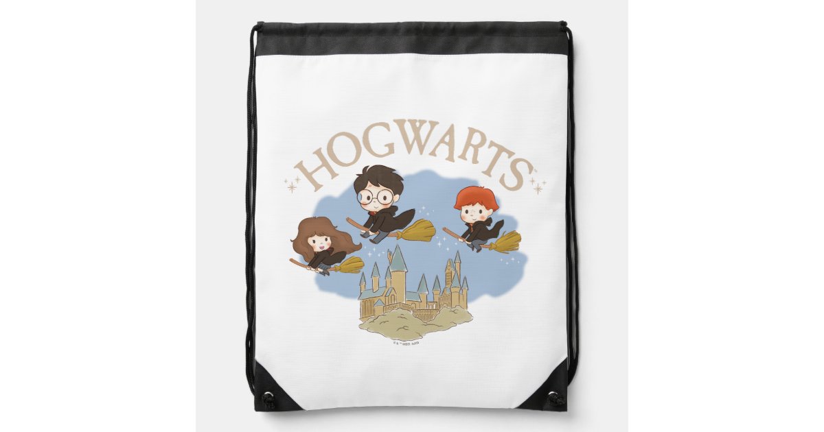 HARRY POTTER™, Hermione, & Ron Fly Over HOGWARTS™ Drawstring Bag | Zazzle