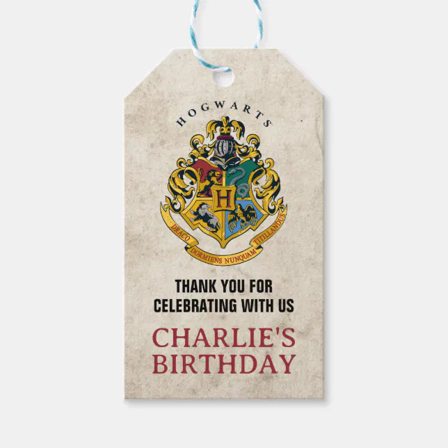 Harry Potter | Hogwarts Birthday Thank You Favor Gift Tags | Zazzle