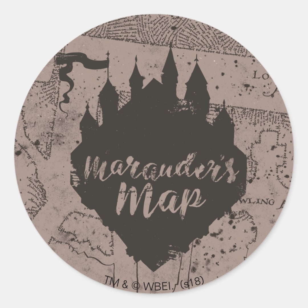 Harry Potter | HOGWARTS™ Castle Marauder's Map Classic Round Sticker ...
