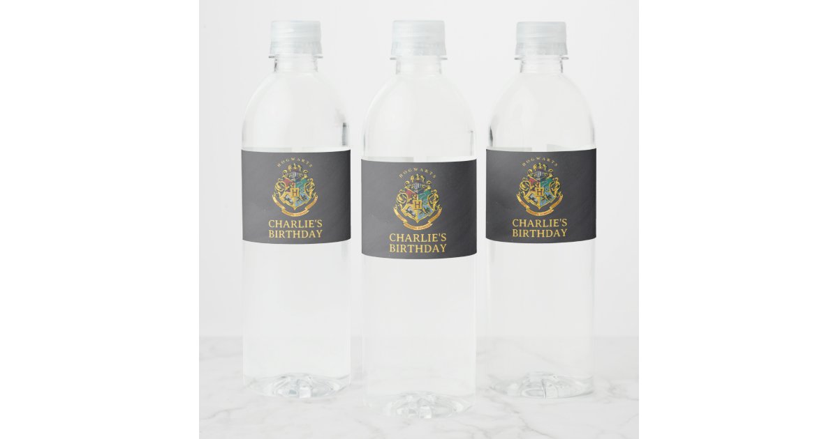 Harry Potter | Hogwarts Crest Chalkboard Birthday Water Bottle Label ...