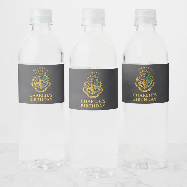 Harry Potter | Hogwarts Crest Chalkboard Birthday Water Bottle Label ...