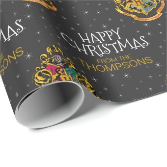 Harry Potter | Hogwarts Crest - Happy Christmas Wrapping Paper | Zazzle