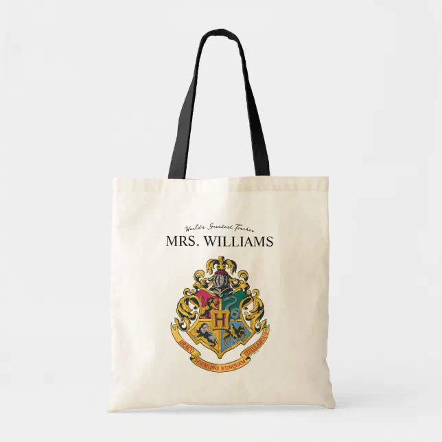 Harry Potter | Hogwarts Crest Teacher Personalized Tote Bag | Zazzle