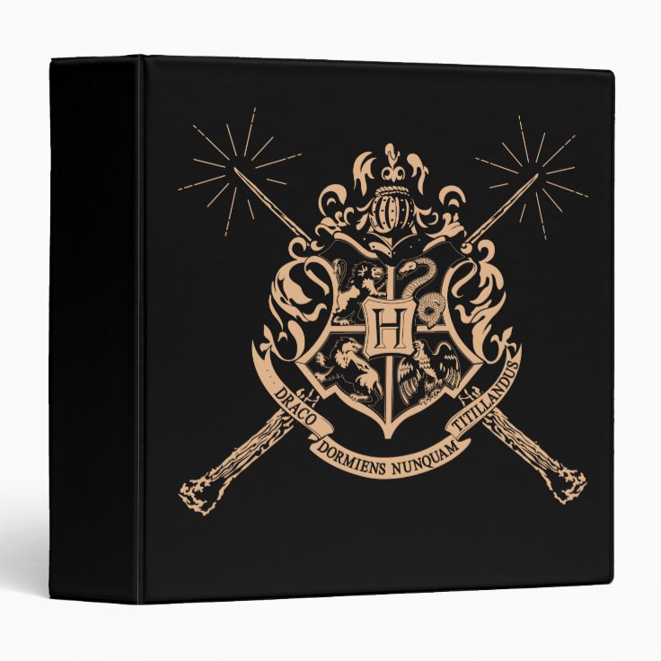 Harry Potter | Hogwarts Crossed Wands Crest 3 Ring Binder | Zazzle