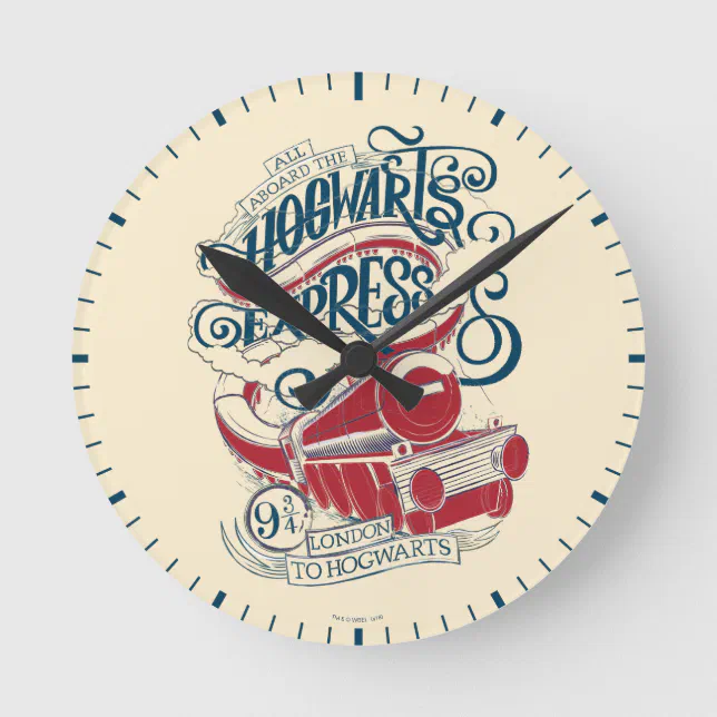 Harry Potter | Hogwarts Express Typography Round Clock | Zazzle