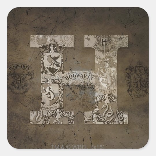 Harry Potter | Hogwarts Monogram Square Sticker | Zazzle.com