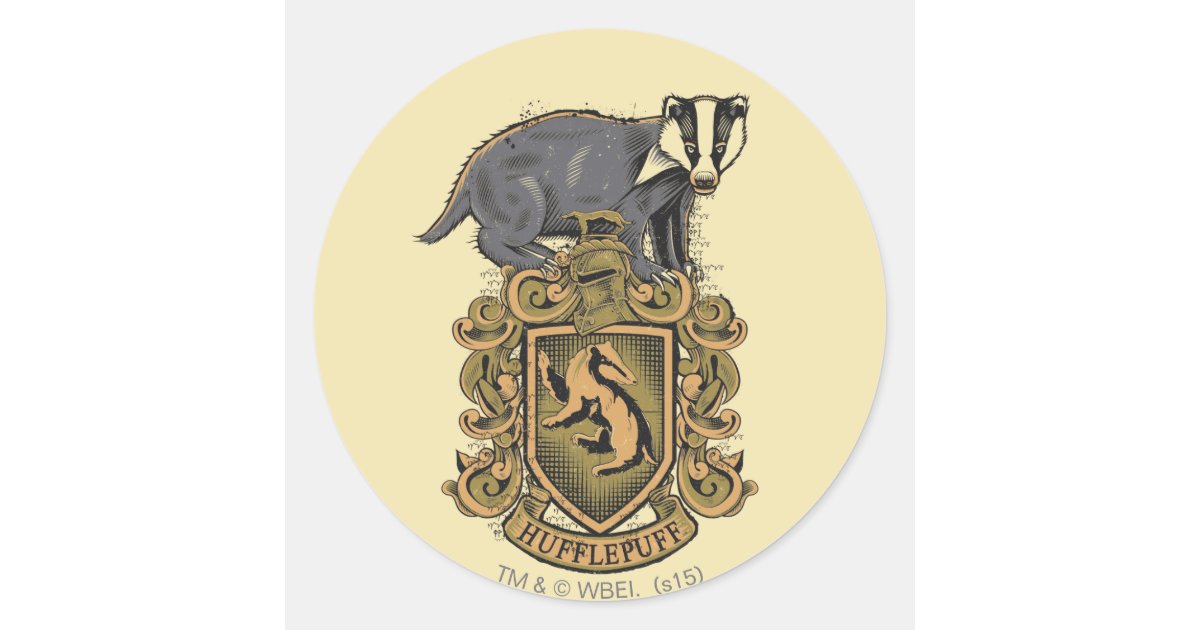 Harry Potter | Hufflepuff Crest with Badger Classic Round Sticker | Zazzle