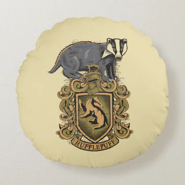 Harry Potter | Hufflepuff Crest with Badger Round Pillow | Zazzle