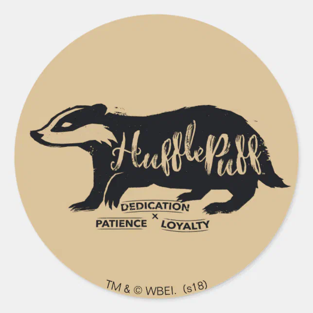 Harry Potter | HUFFLEPUFF™ Silhouette Typography Classic Round Sticker ...