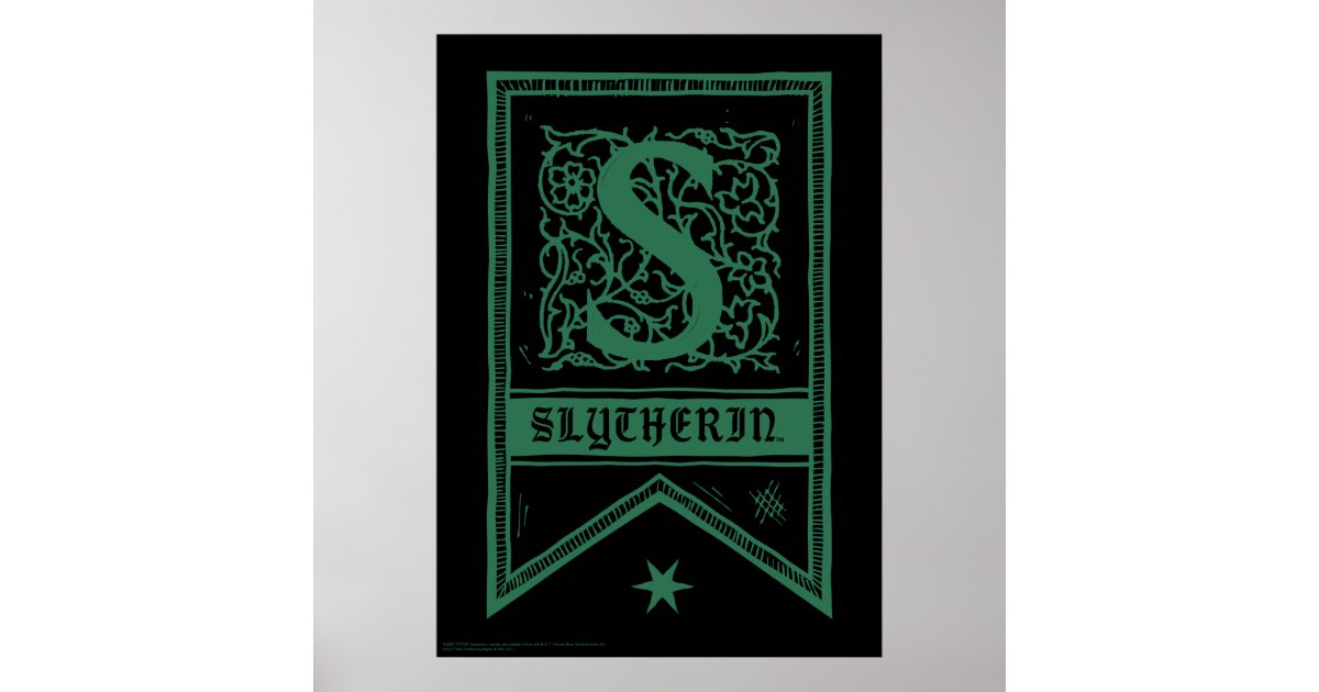 Harry Potter | Slytherin Monogram Banner Poster | Zazzle