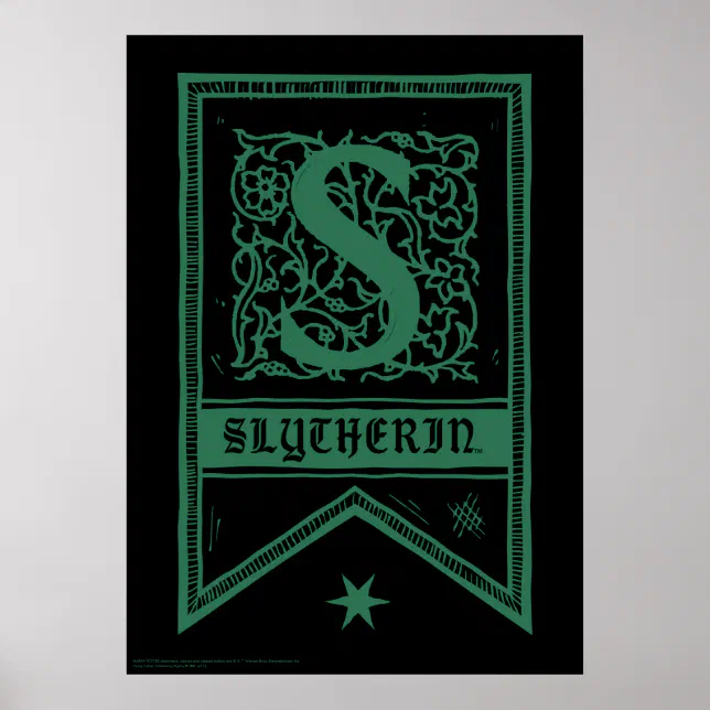 Harry Potter | Slytherin Monogram Banner Poster | Zazzle