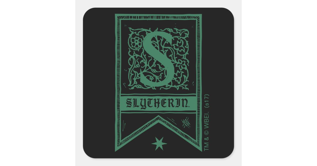 Harry Potter | Slytherin Monogram Banner Square Sticker | Zazzle