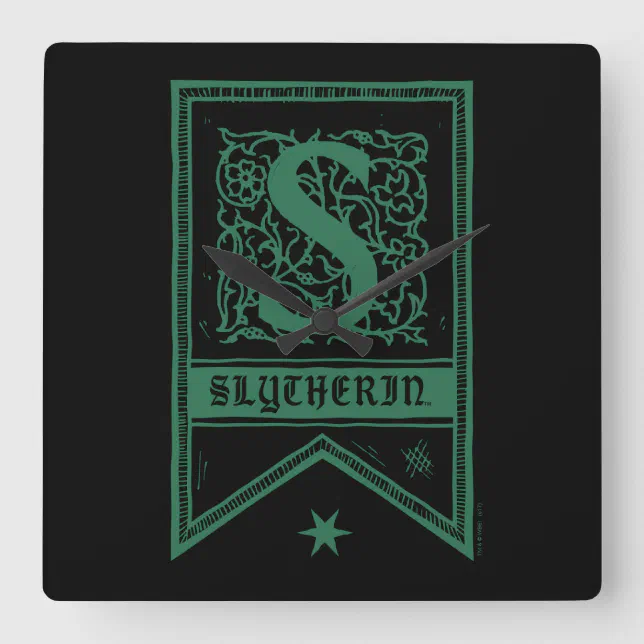 Harry Potter | Slytherin Monogram Banner Square Wall Clock | Zazzle