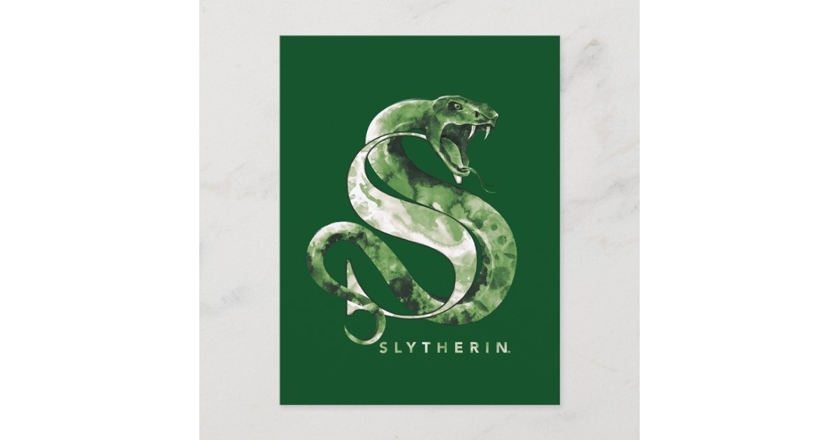 Harry Potter | SLYTHERIN™ Snake Watercolor Postcard | Zazzle