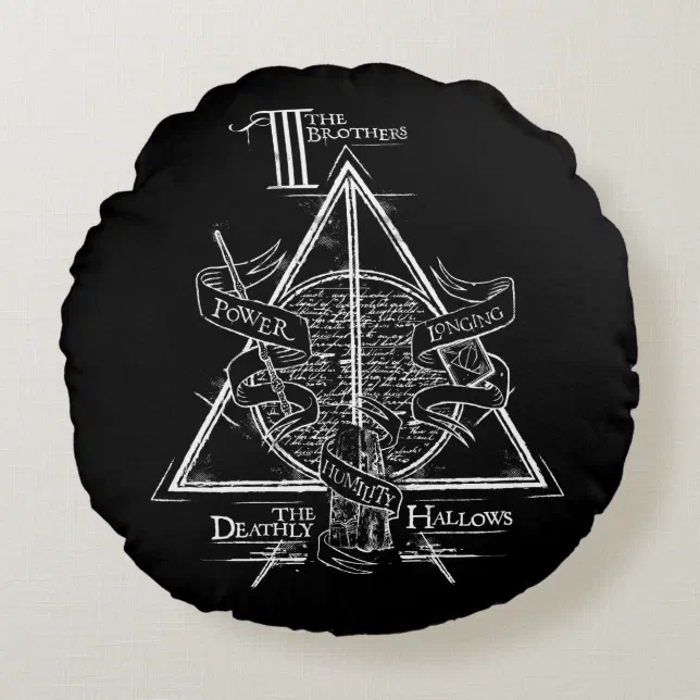 Harry Potter Spell | DEATHLY HALLOWS Graphic Round Pillow | Zazzle