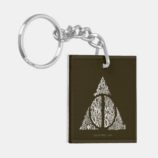 Harry Potter Spell | DEATHLY HALLOWS Typography Gr Keychain | Zazzle