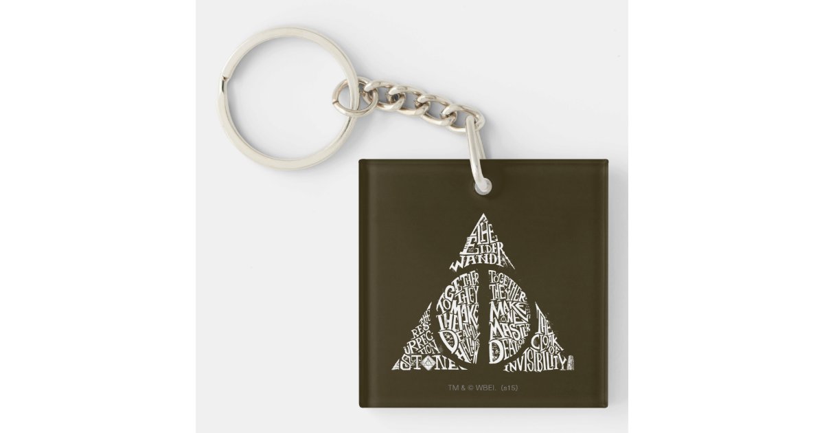 Harry Potter Spell | DEATHLY HALLOWS Typography Gr Keychain | Zazzle