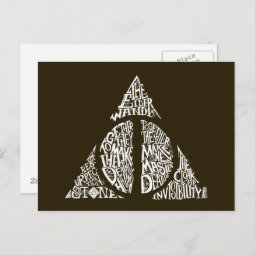 Harry Potter Spell | DEATHLY HALLOWS Typography Gr Postcard | Zazzle