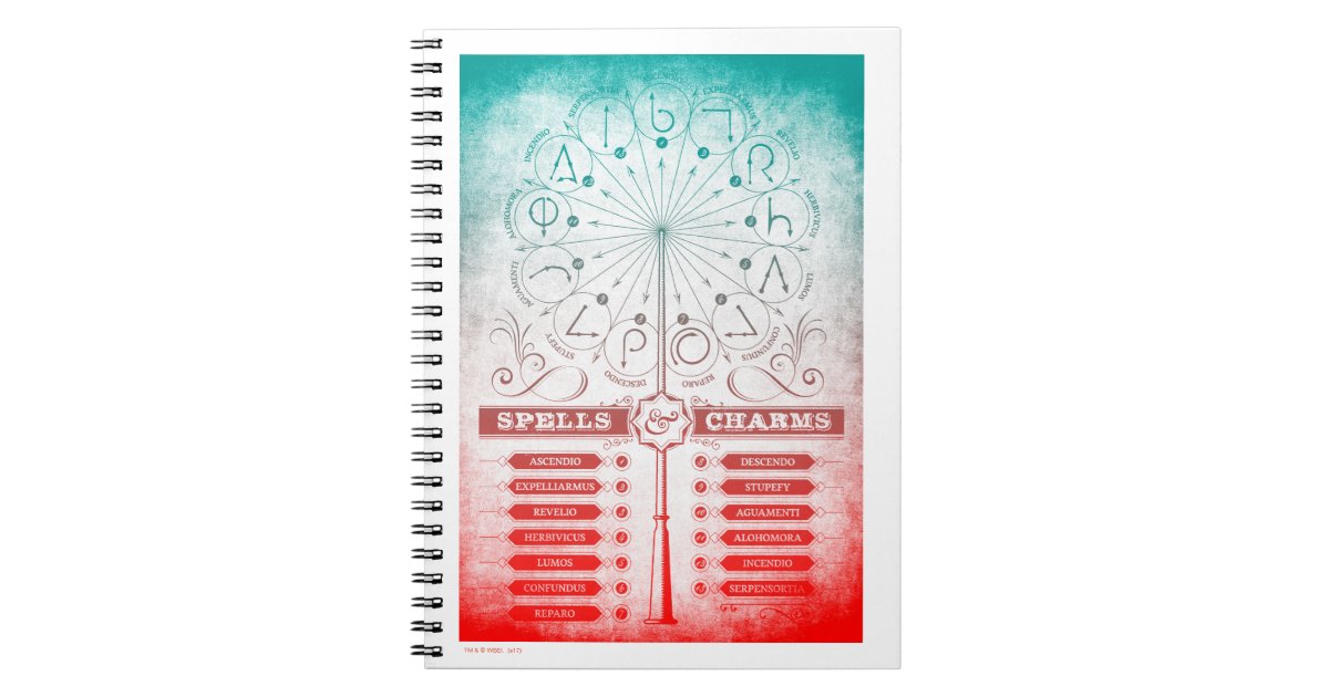 Harry Potter Spell | Wand Instruction Chart Notebook | Zazzle