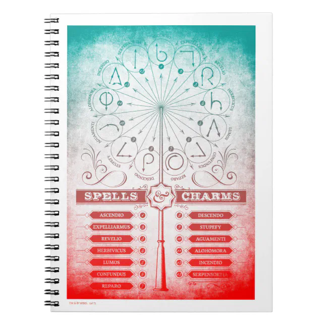 Harry Potter Spell | Wand Instruction Chart Notebook | Zazzle