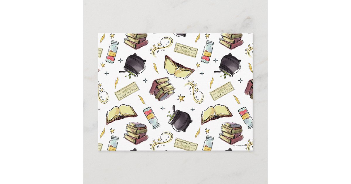 HARRY POTTER™ Spells & Books Pattern Postcard | Zazzle