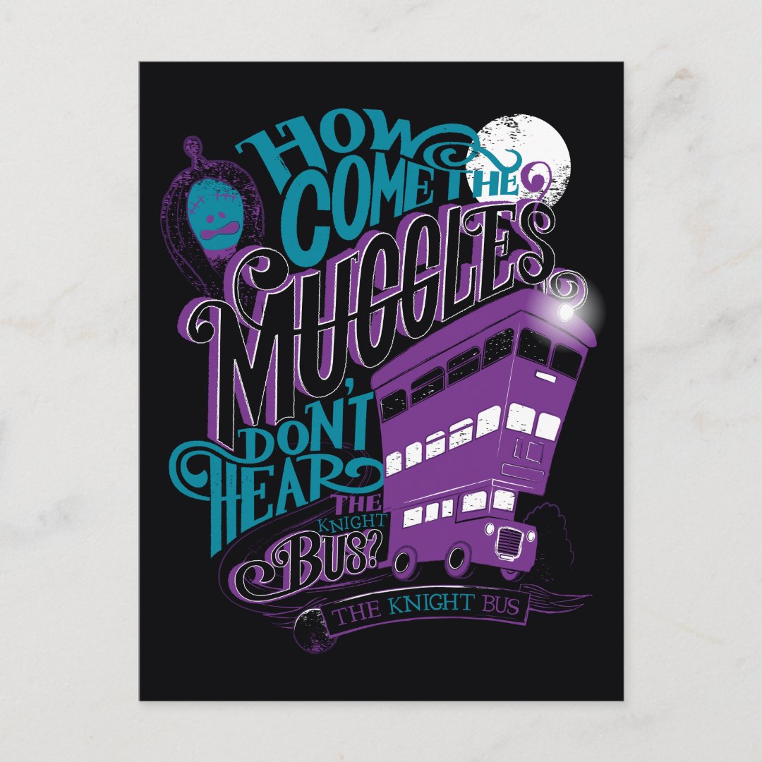 Harry Potter | The Knight Bus Typography Graphic Postcard | Zazzle