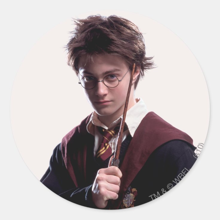 Harry Potter Wand Raised Classic Round Sticker | Zazzle