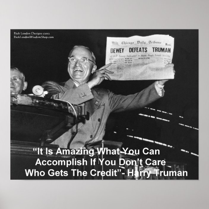 Harry Truman Holding Newspaper “Dewey Loves Truman Poster | Zazzle.com