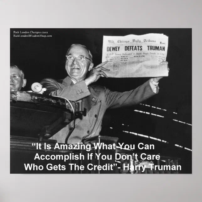 Harry Truman Holding Newspaper “Dewey Loves Truman Poster | Zazzle