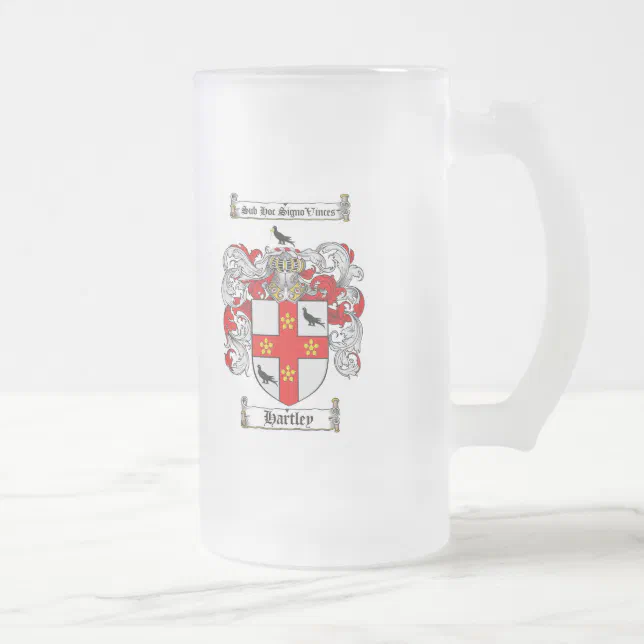 HARTLEY FAMILY CREST - HARTLEY COAT OF ARMS FROSTED GLASS BEER MUG | Zazzle