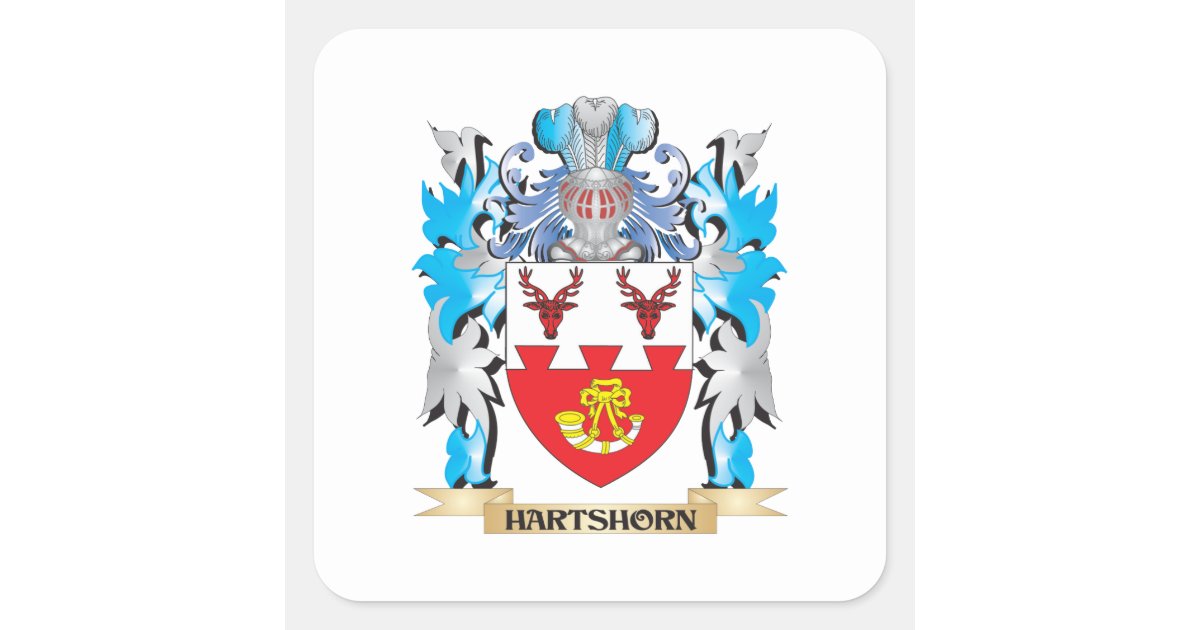 Hartshorn Coat of Arms - Family Crest Square Sticker | Zazzle