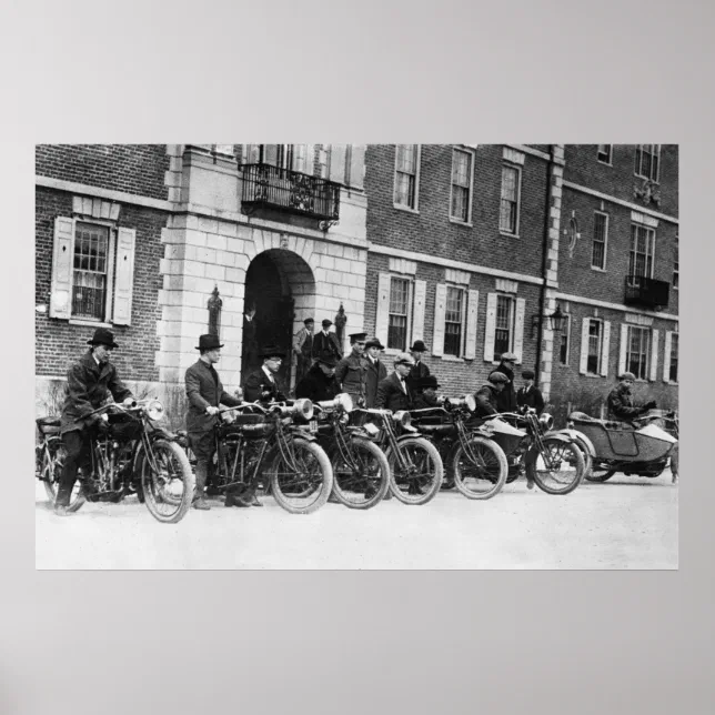 Harvard Motorcycle Squad, early 1900s Poster | Zazzle