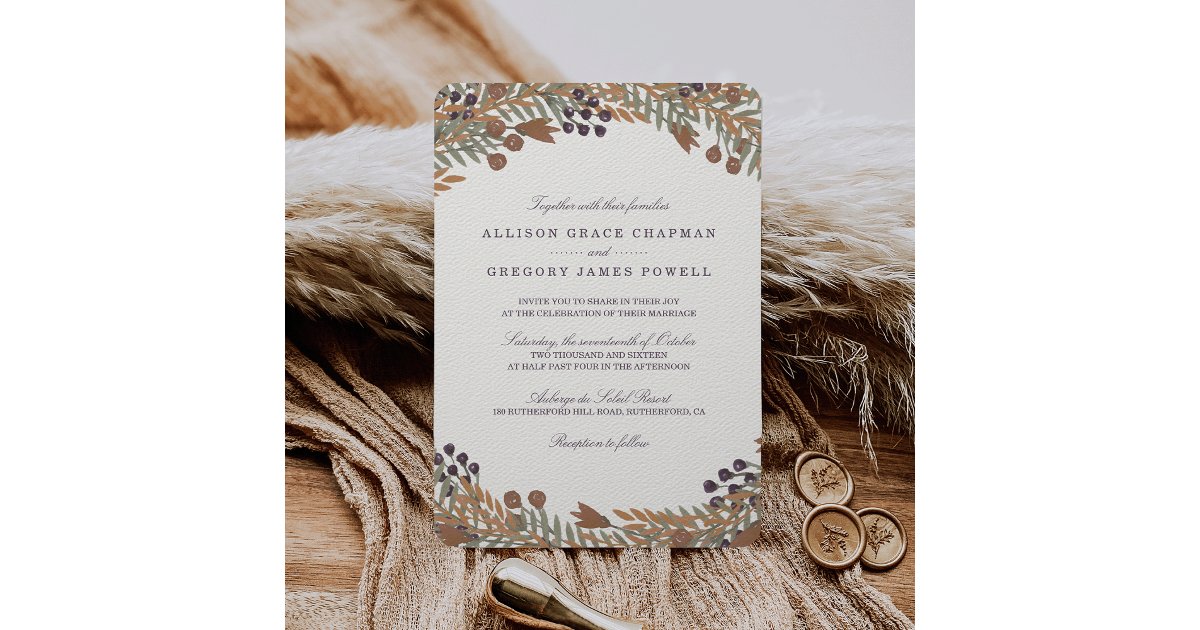 Harvest Berry Wedding Invitation | Zazzle