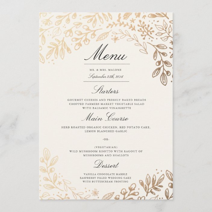 Harvest Flowers Wedding Menu | Zazzle.com