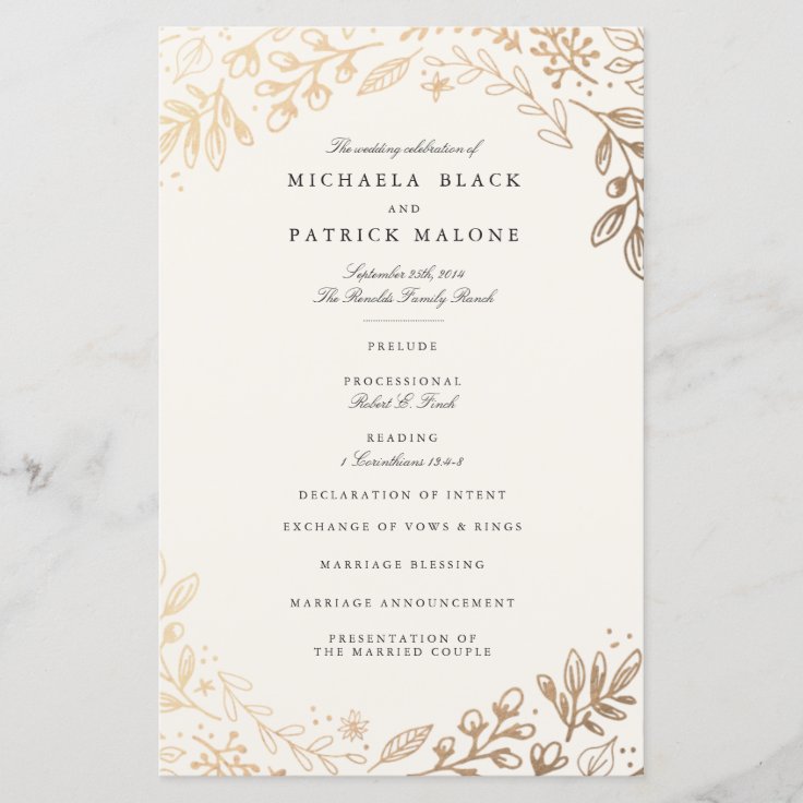 Harvest Flowers Wedding Program | Zazzle