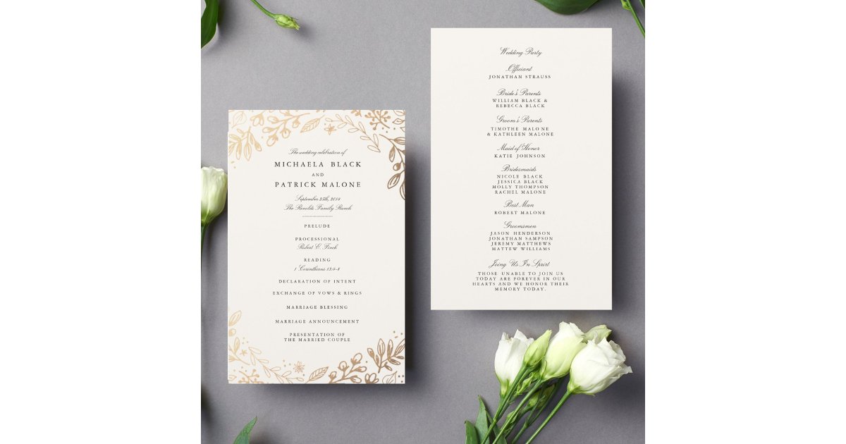 Harvest Flowers Wedding Program | Zazzle