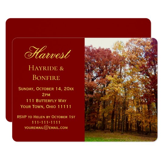 Harvest Hayride and Bonfire Invitation | Zazzle.com