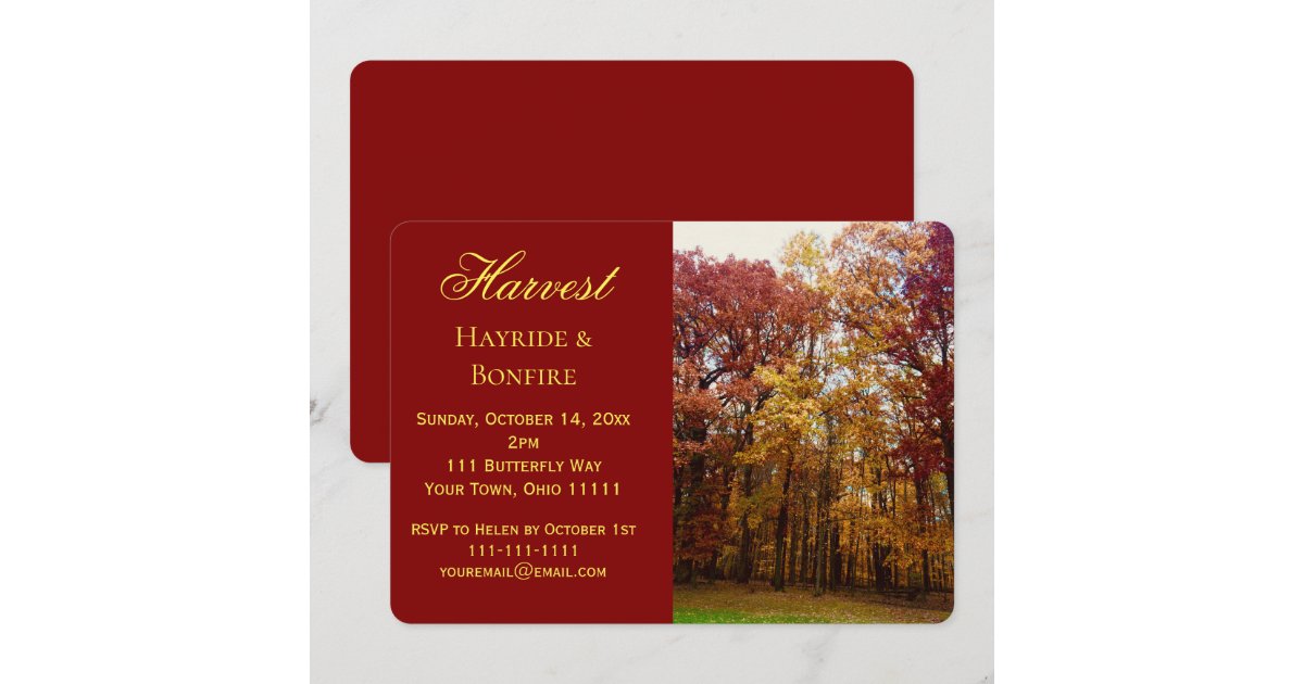 Harvest Hayride and Bonfire Invitation | Zazzle