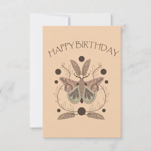 Harvest Moon Moth Happy Birthday Card | Zazzle