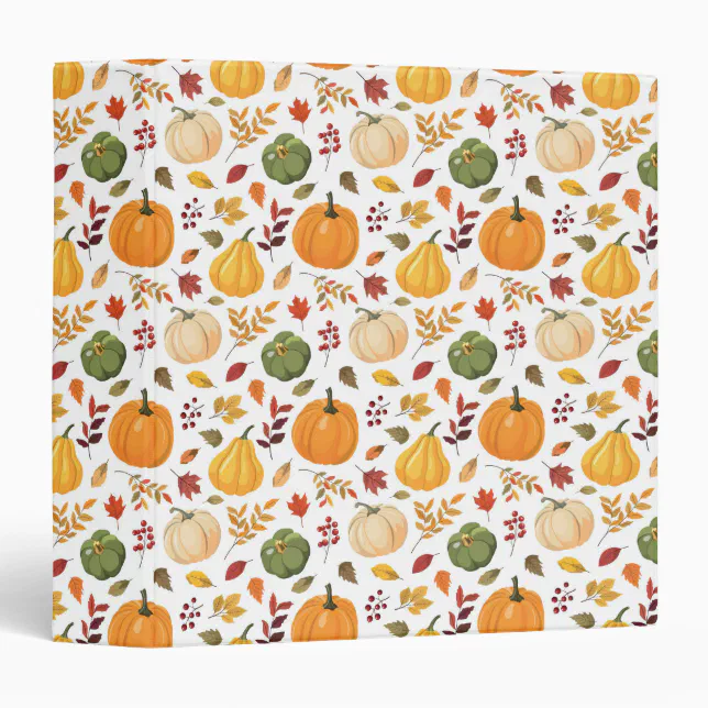 Harvest Pumpkins and Autumn Leaves Pattern 3 Ring Binder | Zazzle
