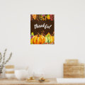 Harvest Pumpkins, Leaves and Foliage Thankful Poster | Zazzle