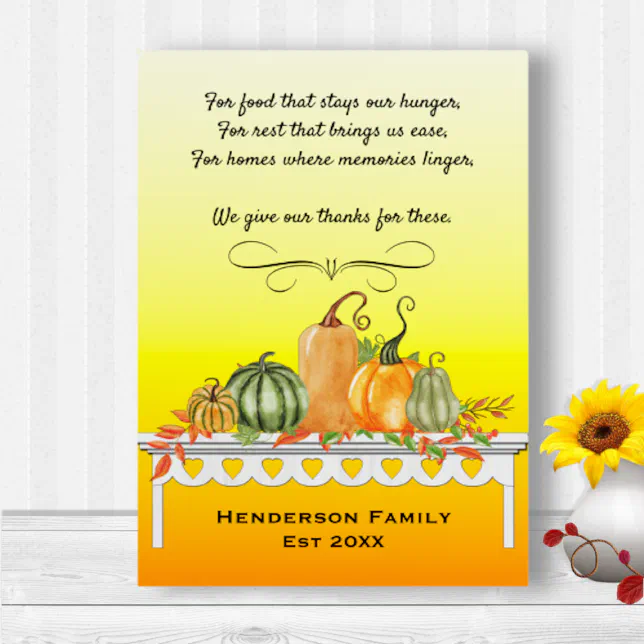 Harvest Table Thankful Blessing Art Foam Board | Zazzle
