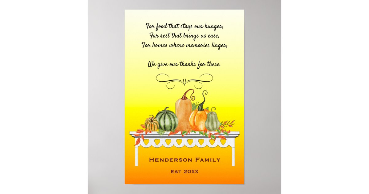 Harvest Table Thankful Blessing Poster | Zazzle