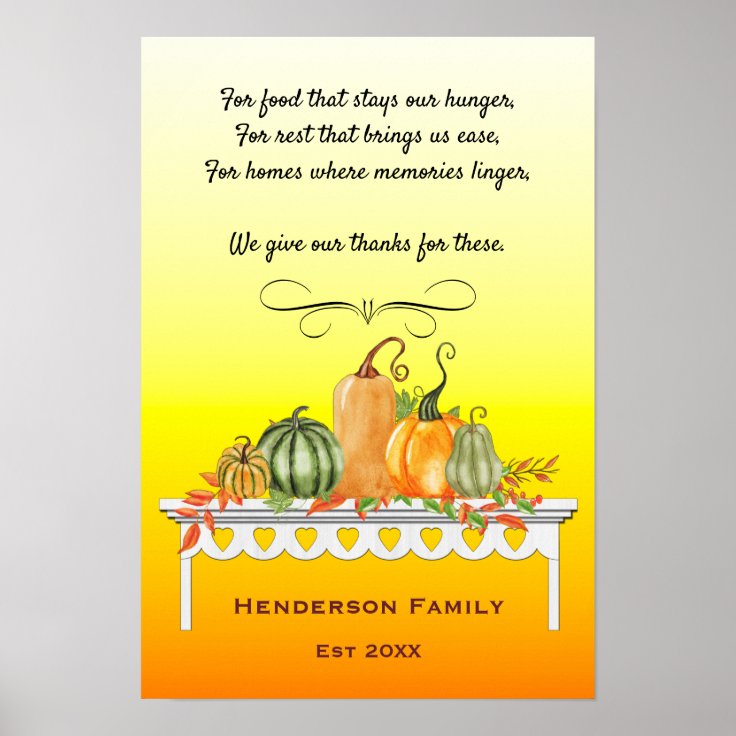 Harvest Table Thankful Blessing Poster | Zazzle