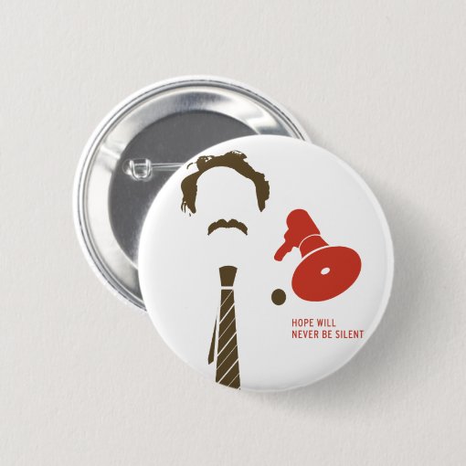 Harvey Milk Button with Bullhorn | Zazzle