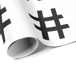 #HASHTAG - Black Hash Tag Symbol Wrapping Paper | Zazzle