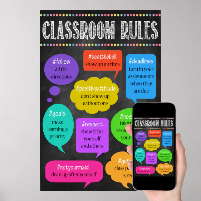 Hashtag Classroom Rules Poster | Zazzle