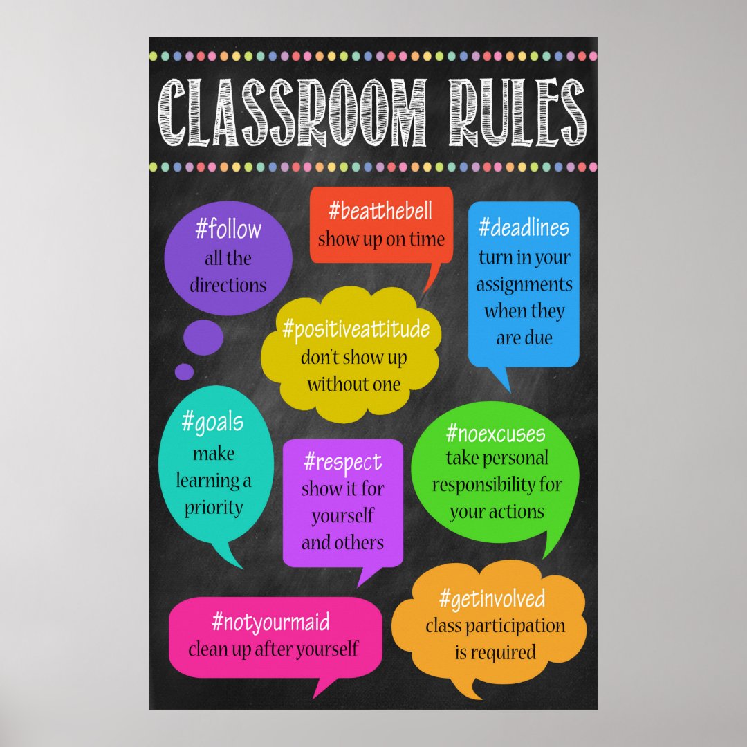 Hashtag Classroom Rules Poster | Zazzle